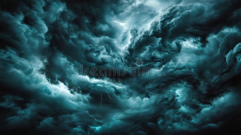 Dramatic Thunderstorm Cloudscape with Lightning Striking through ...