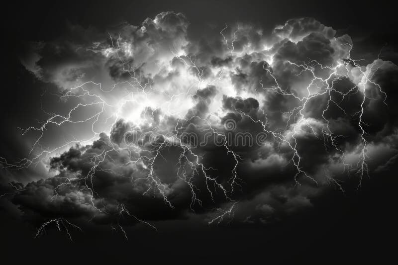 Dramatic Thunderstorm with Dark Clouds and Lightning, Capturing the ...