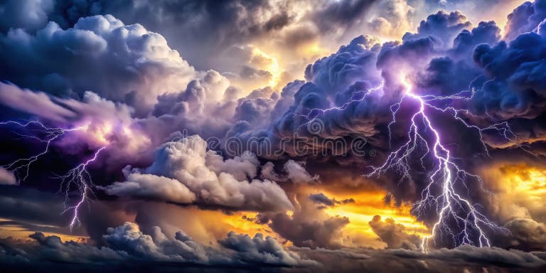 Dramatic Thunderstorm with Intense Lightning Strikes and Colorful ...