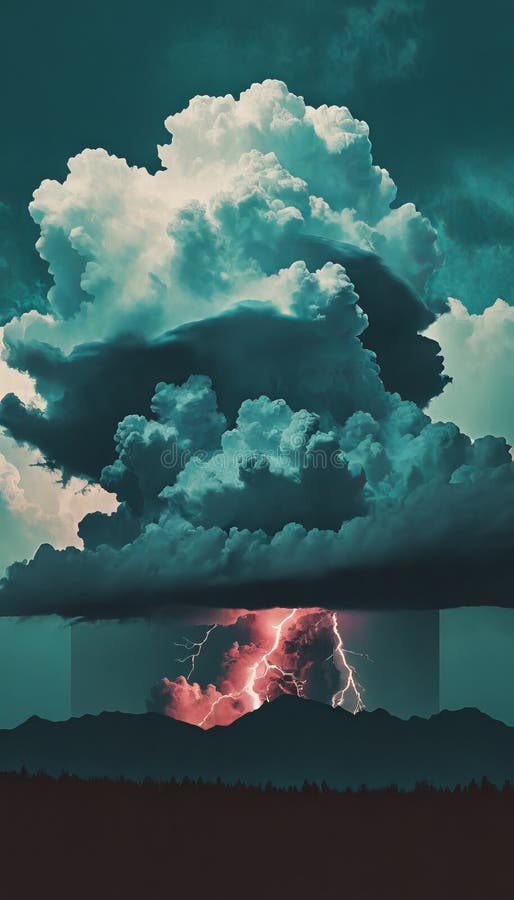 Dramatic Thunderstorm with Lightning Behind Dense Cloud Formation Over ...