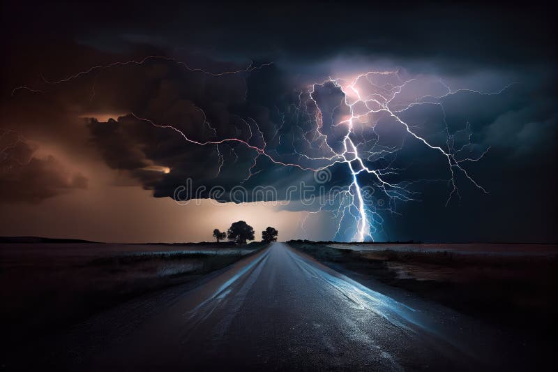 Dramatic Thunderstorm with Lightning Bolts Striking the Ground in the ...