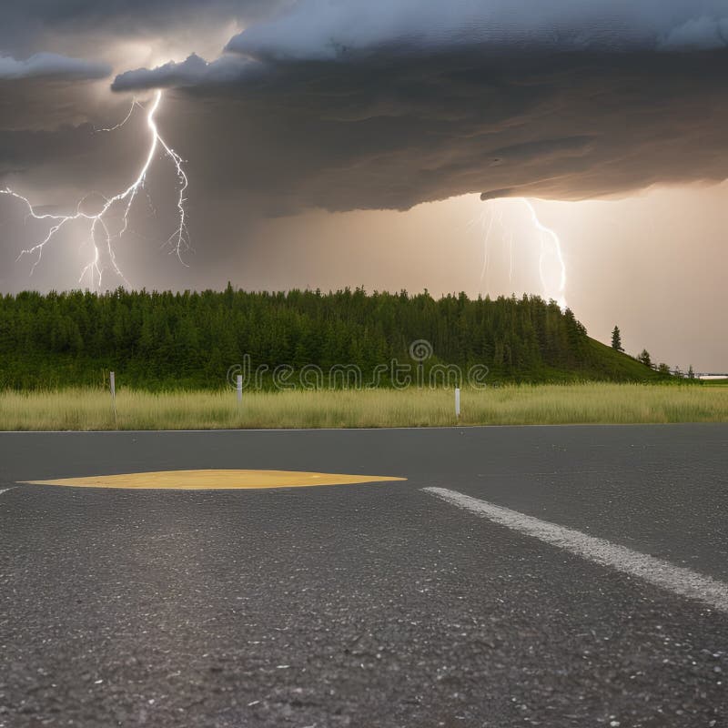 A Dramatic Thunderstorm with Lightning Bolts Striking the Ground4 ...