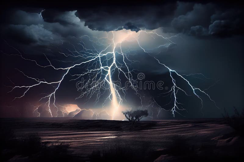 Dramatic Thunderstorm with Lightning Bolts Striking the Ground in Rapid ...