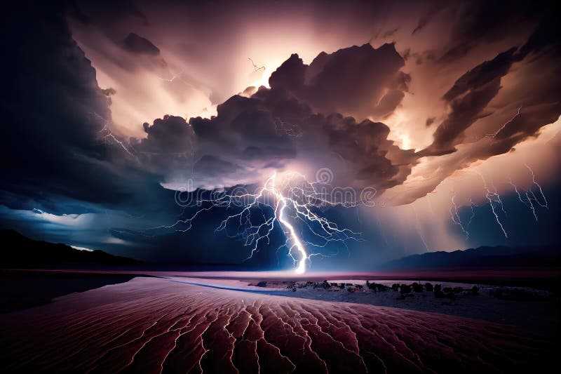 Dramatic Thunderstorm with Lightning Bolts Striking the Ground in Rapid ...