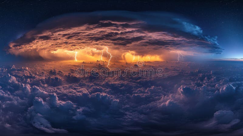 A Dramatic Thunderstorm with Lightning Illuminating Clouds at Dusk ...