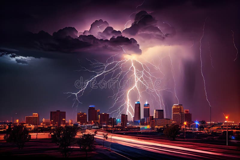 Dramatic Thunderstorm with Lightning and Rain Over Dramatic Mountain ...