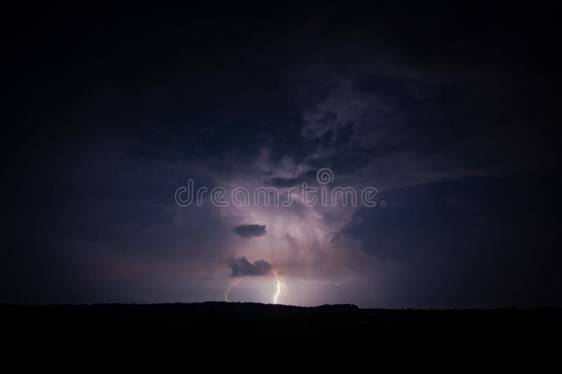 Dramatic Thunderstorm Lightning Strike in the Night Stock Photo - Image ...