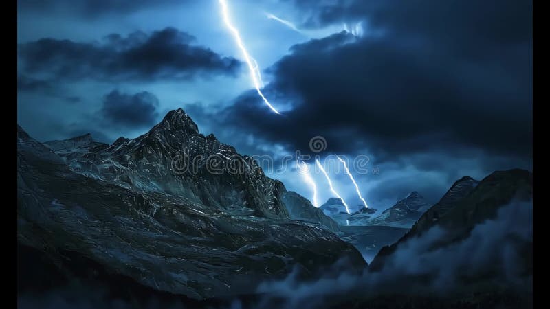 Dramatic Thunderstorm Over Mountains with Lightning Strikes Stock Video ...
