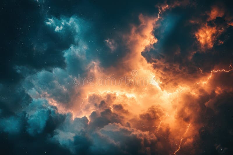 Dramatic Thunderstorm Reveals Vibrant Clouds Illuminated by Lightning ...