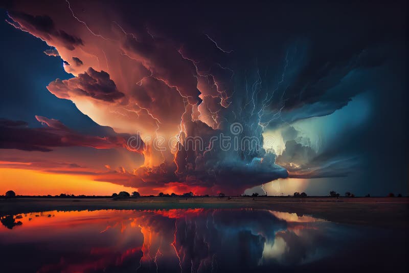 Dramatic Thunderstorm at Sunset, with the Sky Transitioning from ...