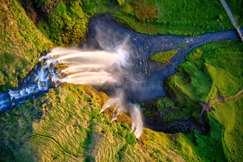 Dramatic Top View of Waterfall Peak, Iceland Stock Image - Image of ...