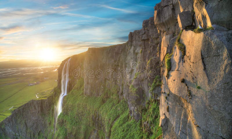 Dramatic Top View of Waterfall Peak, Iceland Stock Photo - Image of ...