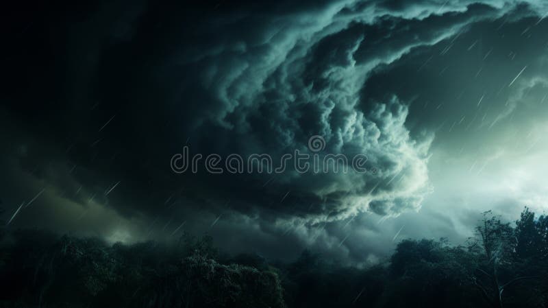 Dramatic Tornado Swirling in Lightning Thunderstorm Raw Force of Nature ...