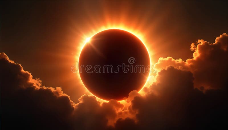 Dramatic Total Solar Eclipse. Sun Partially Covered by Dark Silhouette ...