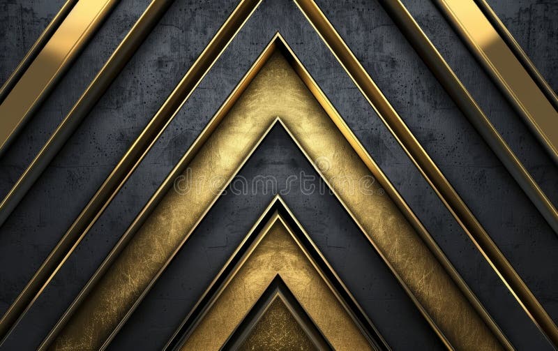 A Dramatic Triangular Arrangement of Gleaming Metallic Gold and Dark ...