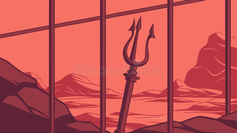 Dramatic Trident in Fiery Interior Scene, Vector Design Generative AI ...