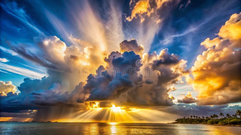 Dramatic Tropical Summer Storm Timelapse Sunbeams Piercing through Rain ...