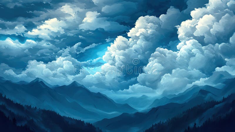 Dramatic Twilight Sky Over Majestic Mountains Stock Image - Image of ...