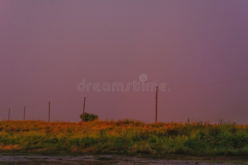 Dramatic Ukrainian Landscape Rainbow after Rain in the Evening on Pink ...