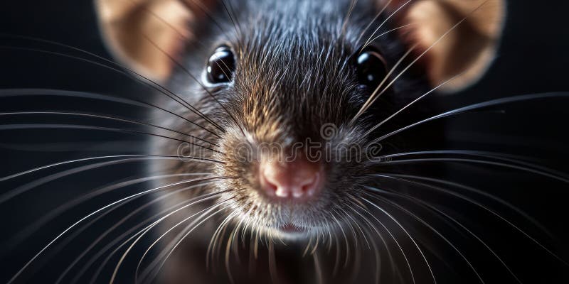 Dramatic Ultra-close Macro Shot of a Rat S Head with Bold Lighting and ...