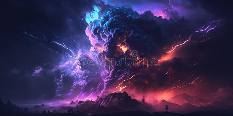 Dramatic Ultraviolet Storm with Clouds and Lightning AI Generated ...