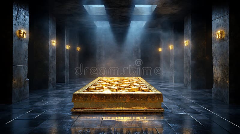 Dramatic Underground Treasure Room with Ancient Artifacts Stock ...