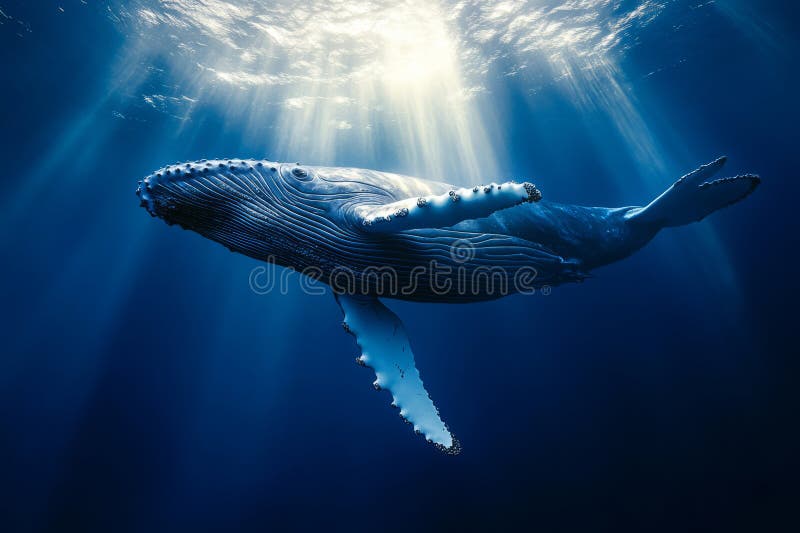 A Dramatic Underwater Scene Featuring a Massive Humpback Whale Gliding ...
