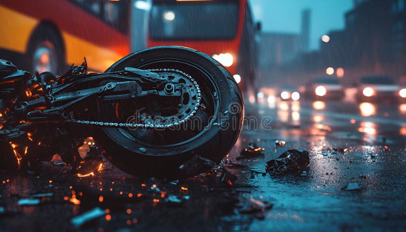 Dramatic Urban Motorcycle Accident Scene with Blurred Emergency ...