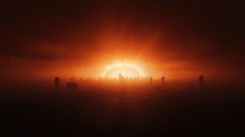 Dramatic Urban Nuclear Explosion at Sunset - Concept Art for ...