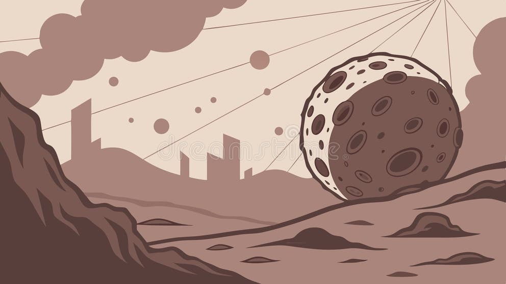 Falling Moon: Cosmic Cataclysm Scene, Vector Design Generative AI Stock ...