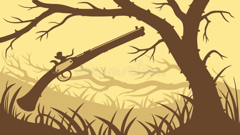 Musket in Spooky Woods, Mysterious Historical Weapon Illustration ...