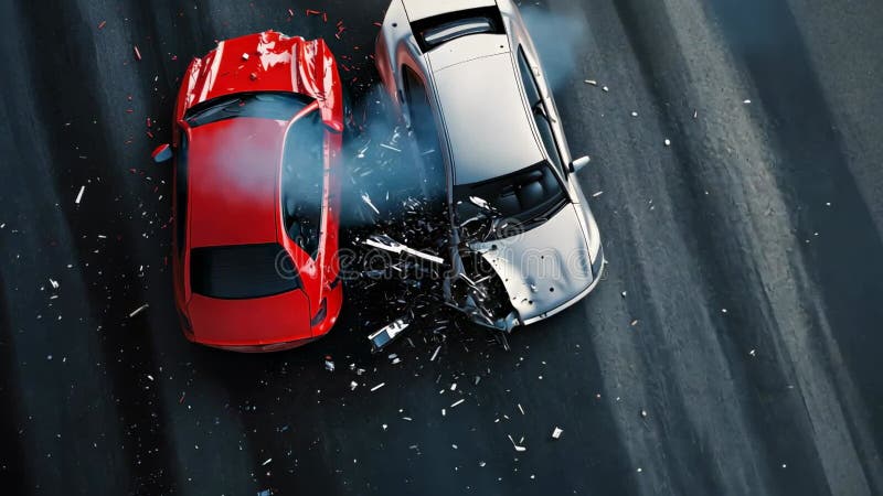 Sequence of Car Crash Showing Increasing Damage and Smoke Stock Video ...