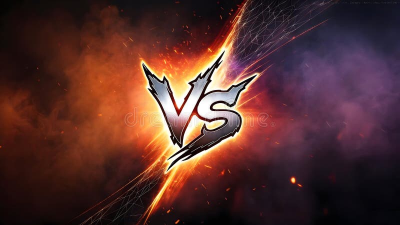 Dramatic Versus Symbol with Sparks and Geometric Pattern on Dark ...