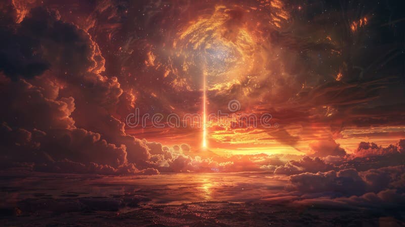 A Dramatic and Vibrant Image Showcasing a Surreal Sunset with Clouds ...