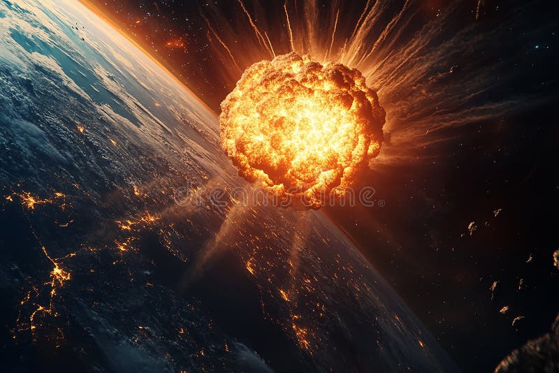 Atomic Explosion from Space with Earth in the Background Stock ...