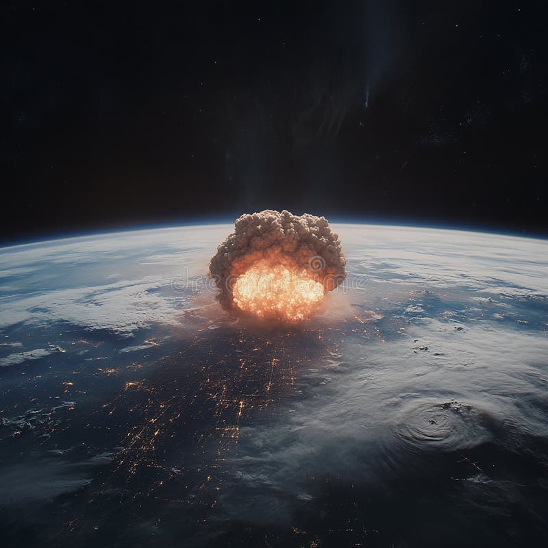 Atomic Explosion from Space with Earth in the Background Stock ...