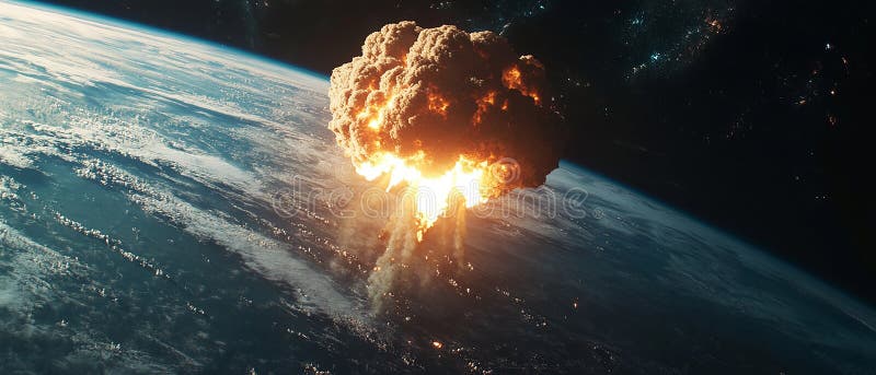 Atomic Explosion from Space with Earth in the Background Stock ...