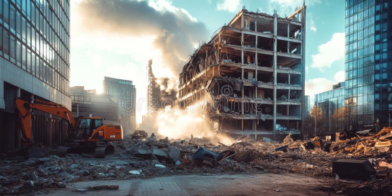 A Dramatic View of a Building Demolition Highlights the Powerful Forces ...