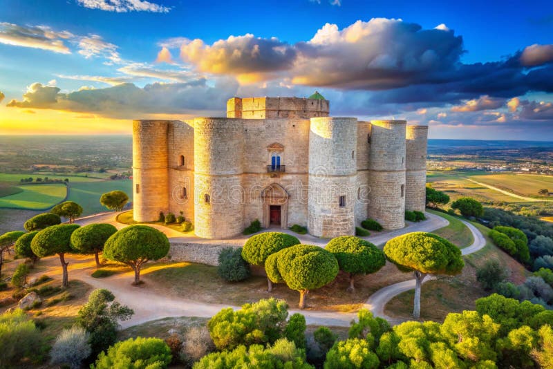 Historic and Famous Castel Del Monte in Apulia, Southeast Italy Stock ...