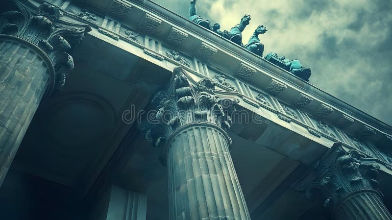 A Dramatic View of Classical Architecture Featuring Columns and ...