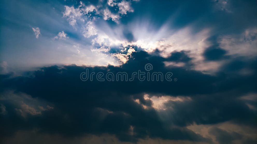 Clouds and sun rays stock image. Image of text, background - 206160379