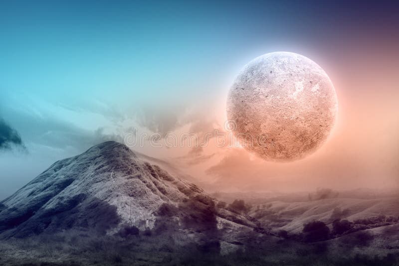 Dramatic View of the Dark Cloud with Full Moon Stock Photo - Image of ...