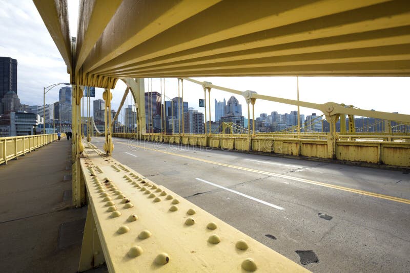 Yellow Bridges Over the Allegheny River in Pittsburgh, Pennsylvania ...