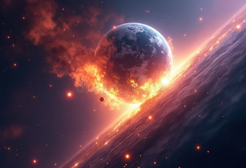 Dramatic View of Earth at Risk, AI-generated Stock Illustration ...