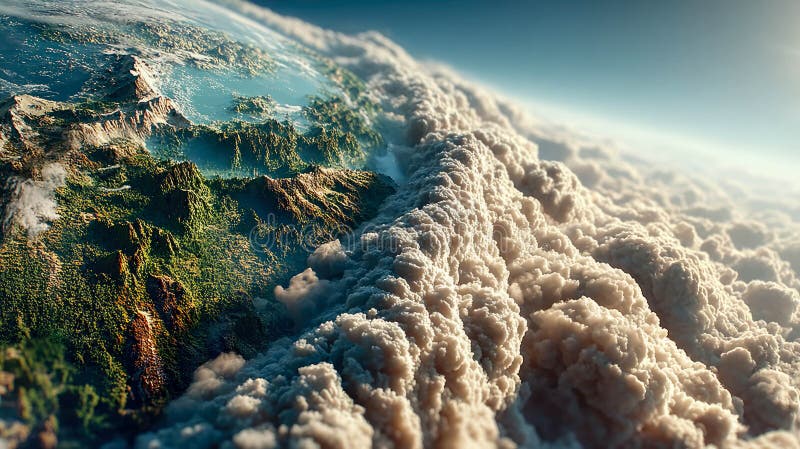 A Dramatic View of Earths Surface with Clouds and Terrain from Space in ...