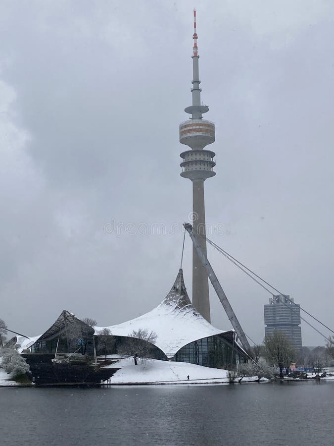 Dramatic View of the Iconic Olympic Tower in Munich, Germany on a ...