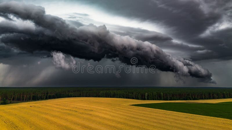 Dramatic View of an Incoming Storm Over a Vast Expanse of Plains, with ...