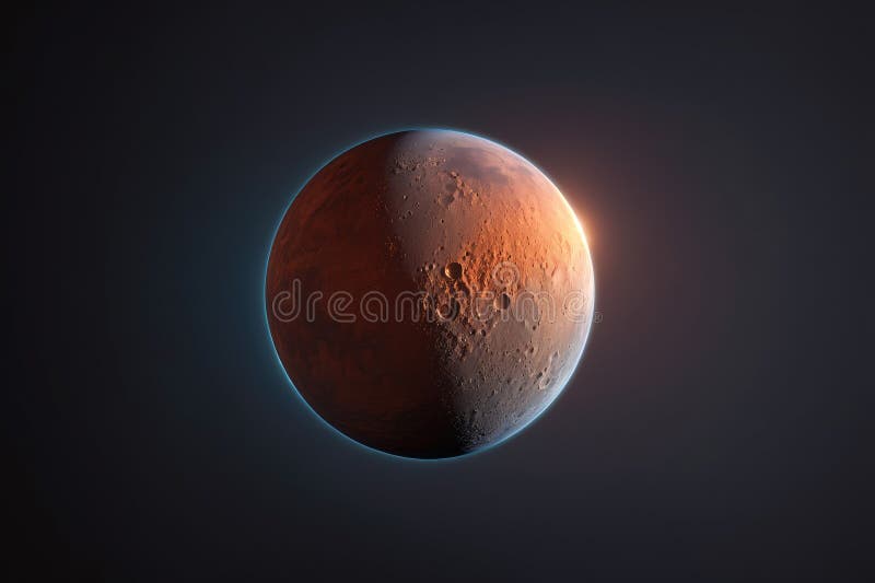 Dramatic View of Mars with Detailed Surface Texture and Soft Sunlight ...