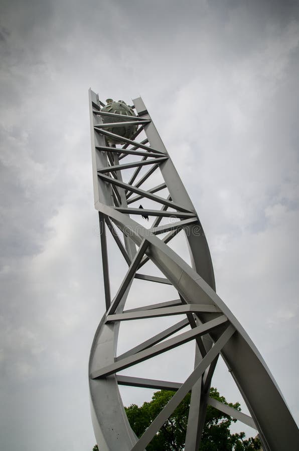 Dramatic View on Peace Clock Tower Inside Hiroshima Peace Memorial Park ...