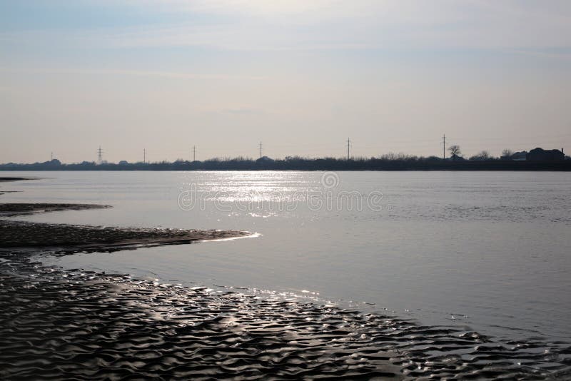 Dramatic View of the River with the Mist. the View from the Sand Stock ...